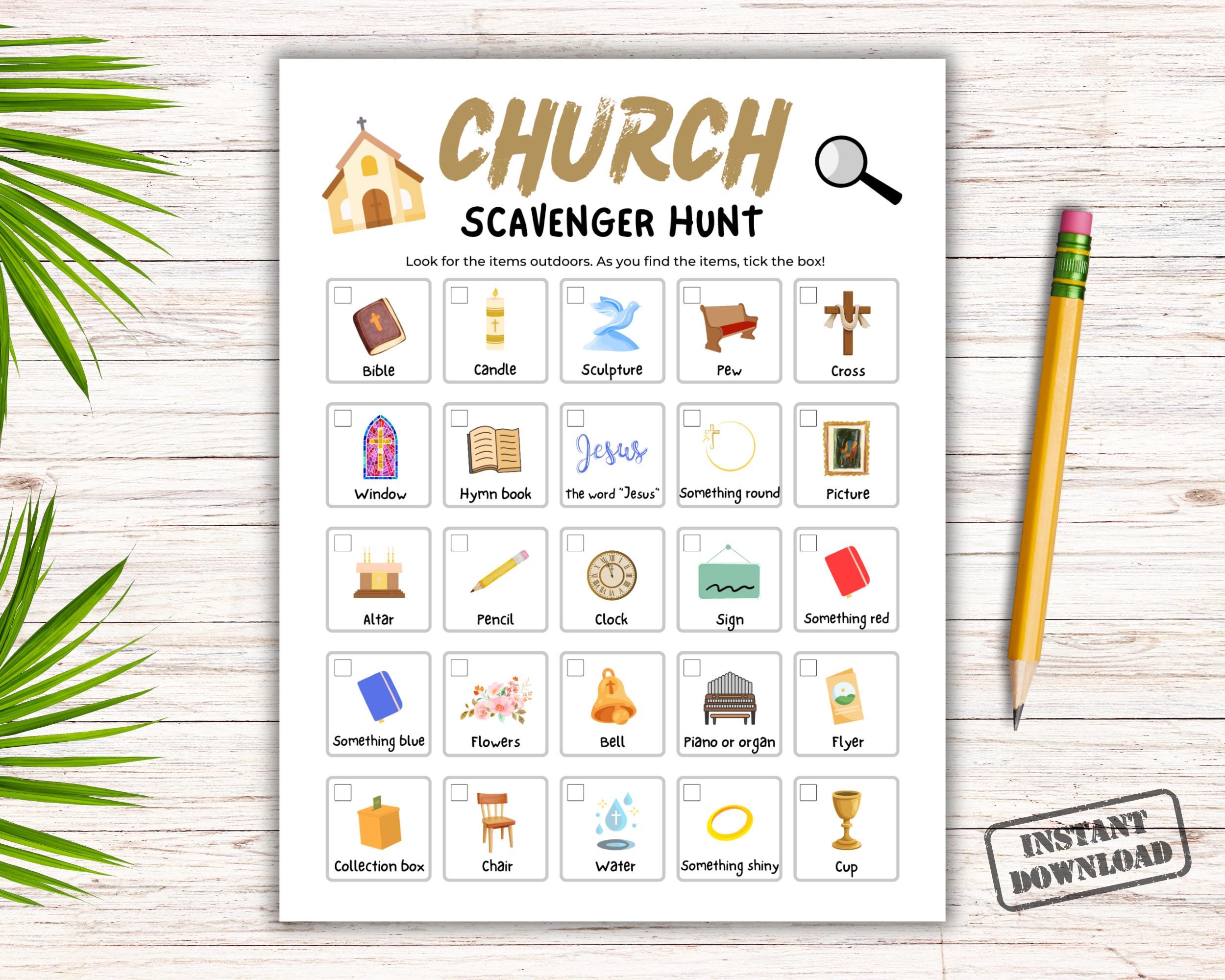 Church Scavenger Hunt, Sunday School Kids Activity, Christian Church ...