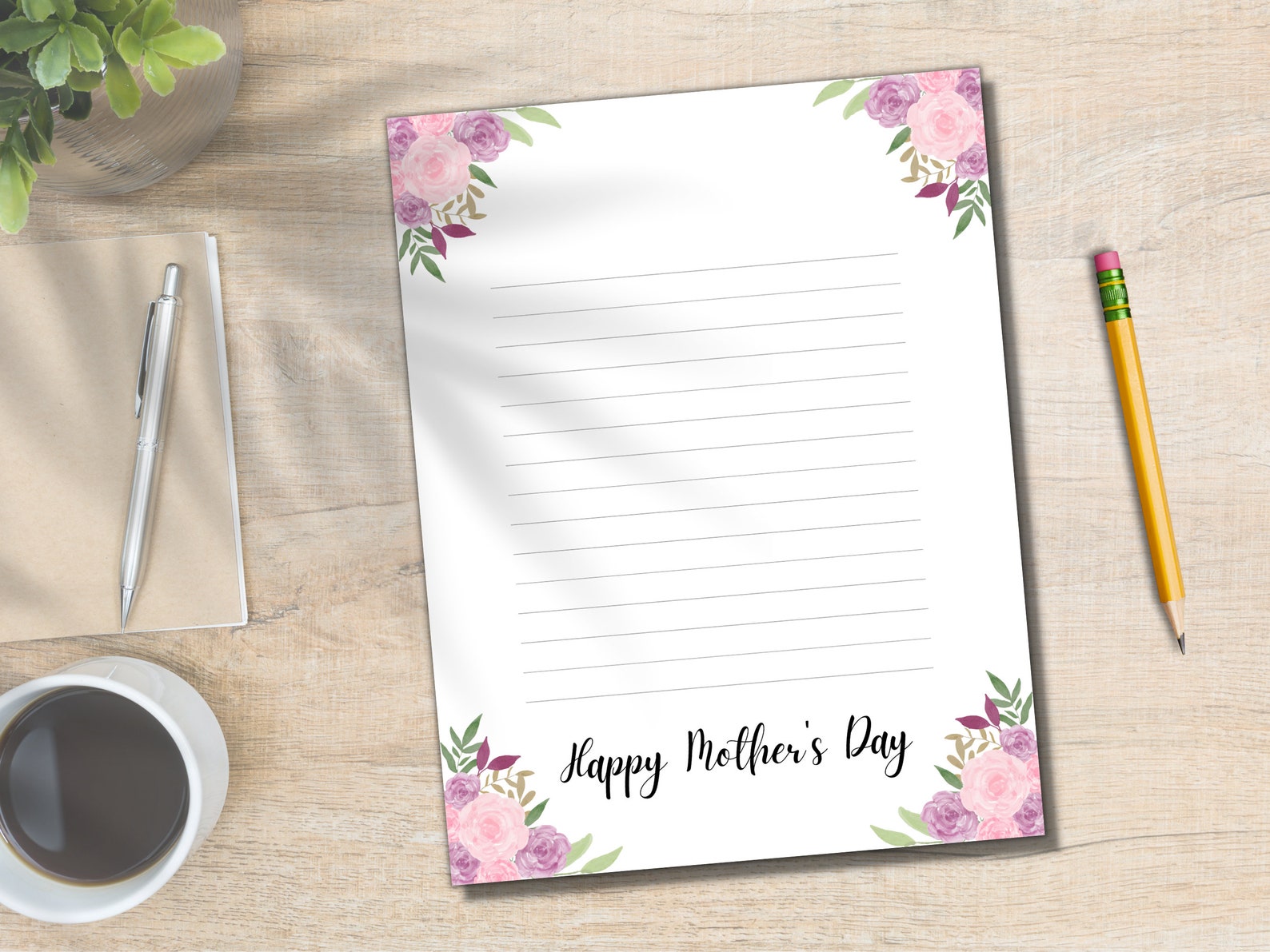 Mothers Day Letter Printable, Dear Mom Letter Stationery, Handwritten ...
