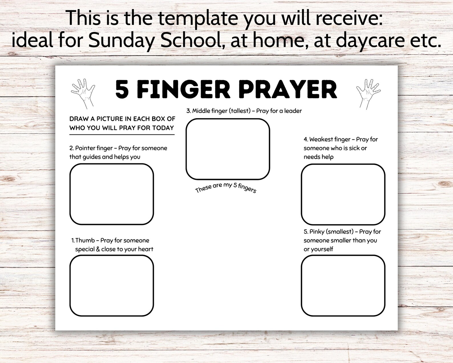 5 Finger Prayer Handprint Art Craft Printable, Kids Five Finger Prayer ...