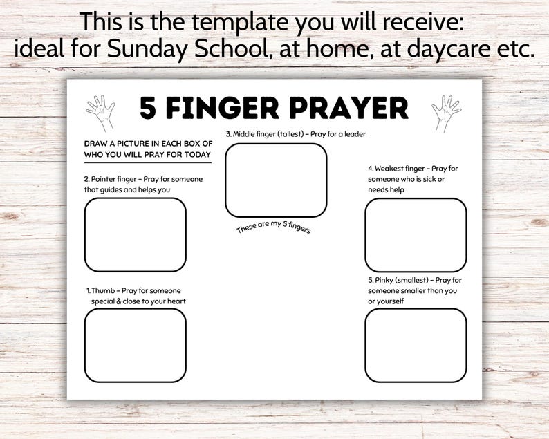 5 Finger Prayer Handprint Art Craft Printable, Kids Five Finger Prayer ...