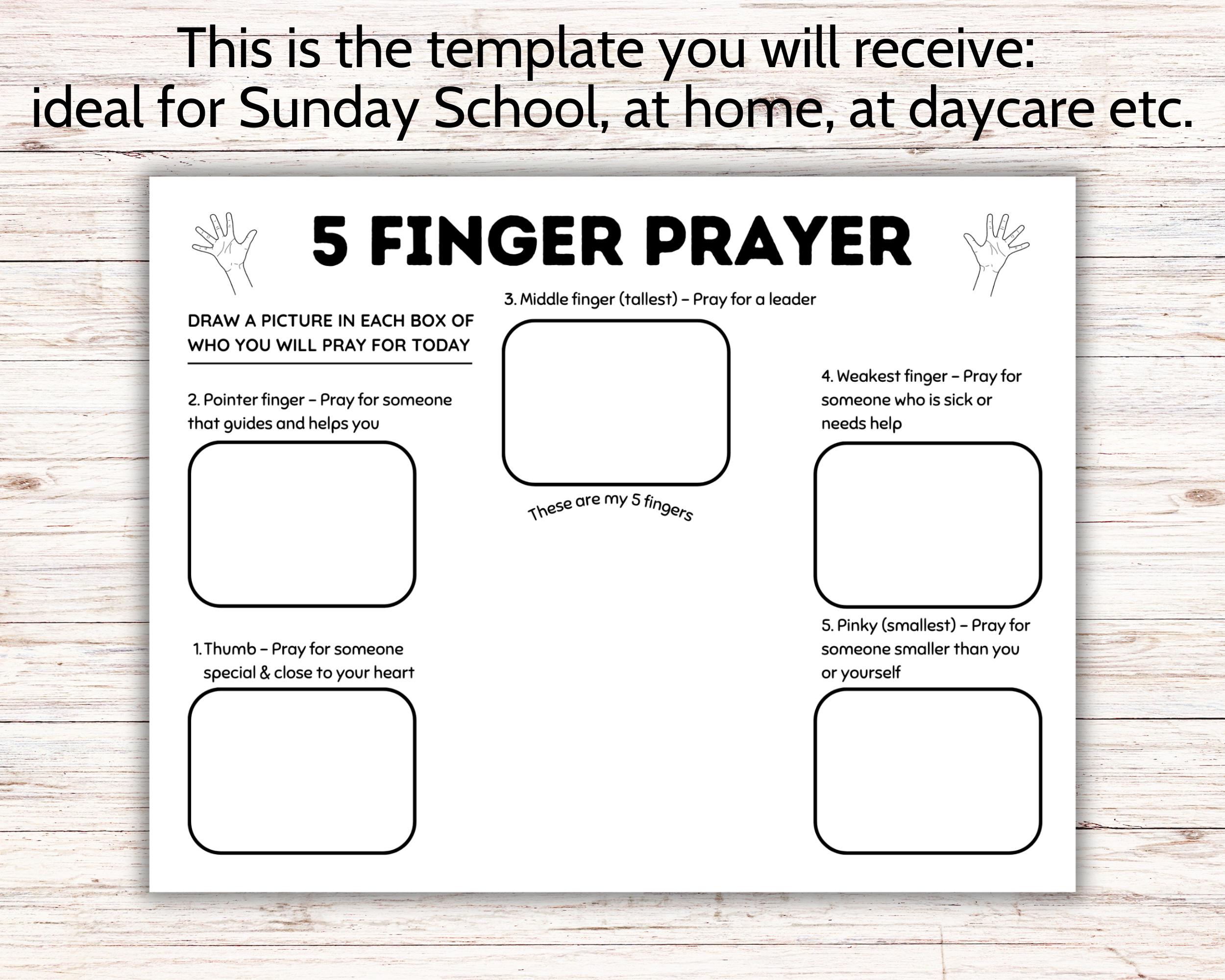 5 Finger Prayer Handprint Art Craft Printable, Kids Five Finger Prayer ...