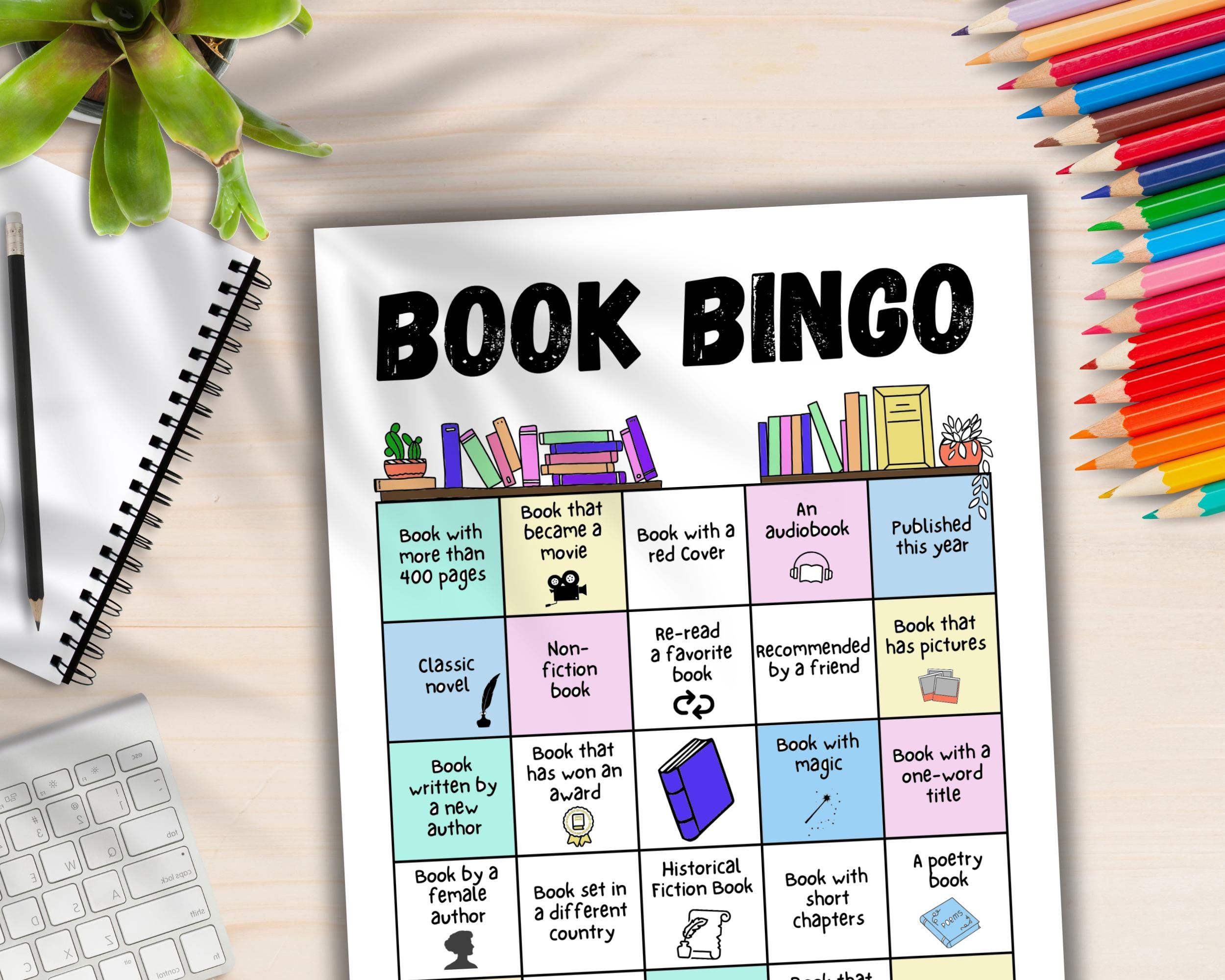 Book Bingo Reading Challenge, Reading Log Game Tracker Template, Book ...