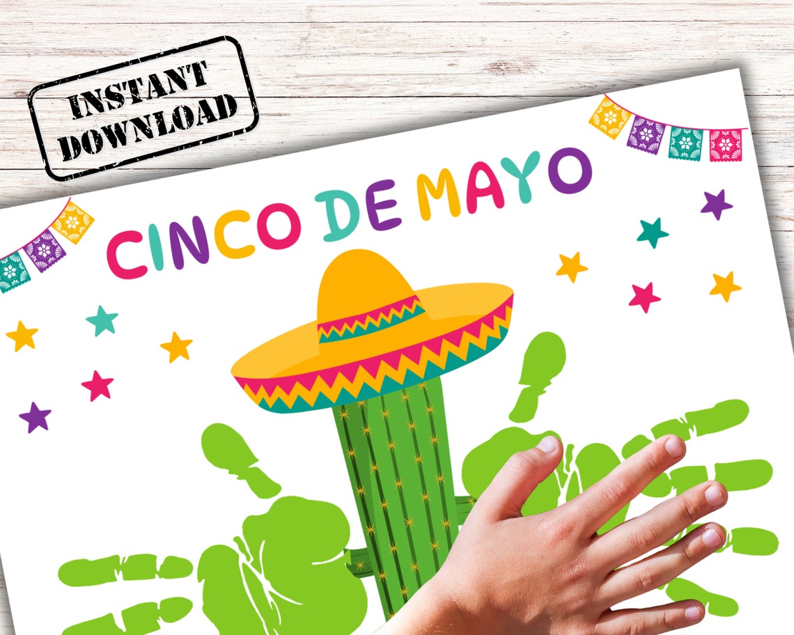 Cinco De Mayo Handprint Craft Art Printable, Baby Handprint Painting ...