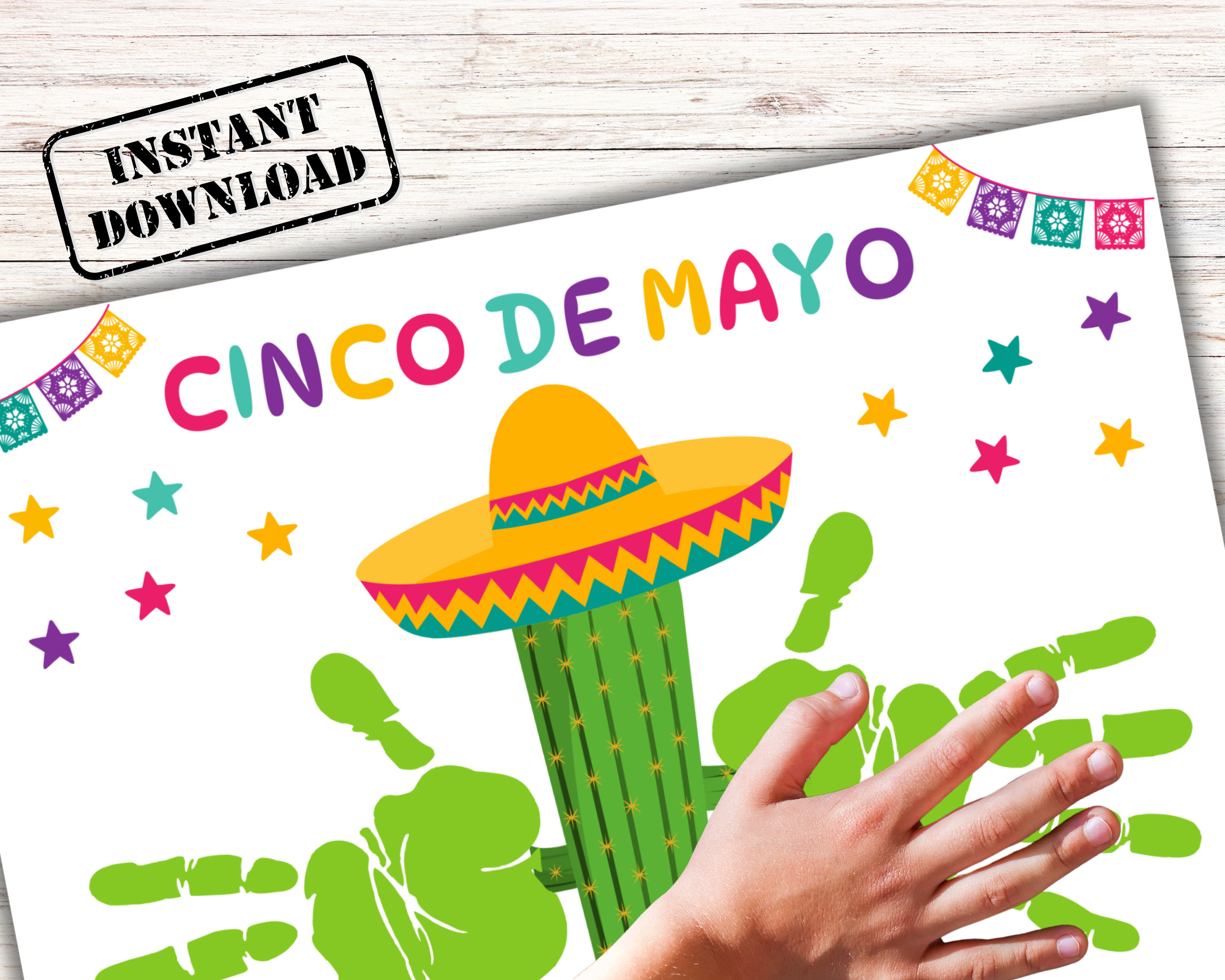 Cinco De Mayo Handprint Craft Art Printable, Baby Handprint Painting ...
