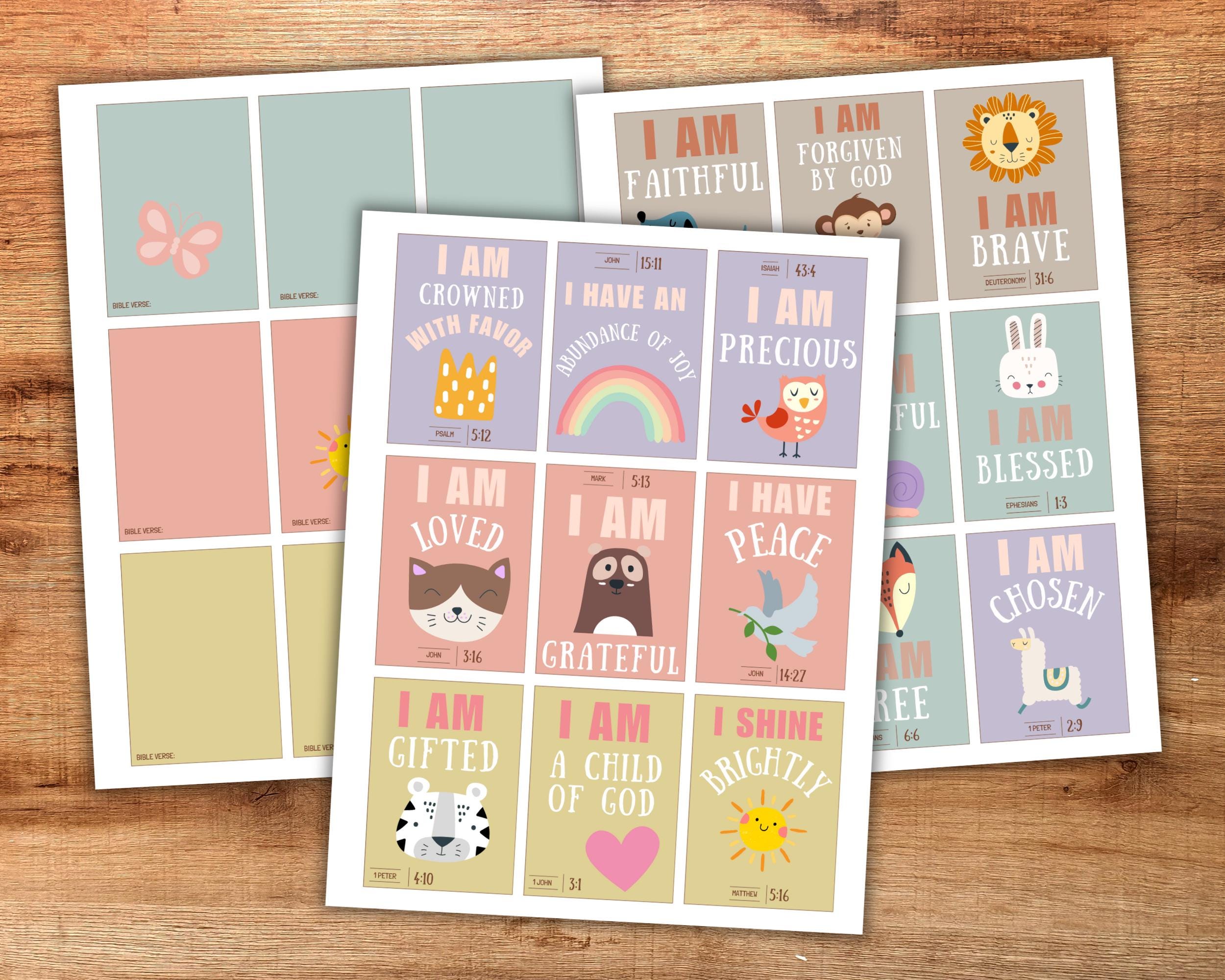 Kids Bible Affirmation Cards, Bible Verse Christian Childrens Church ...
