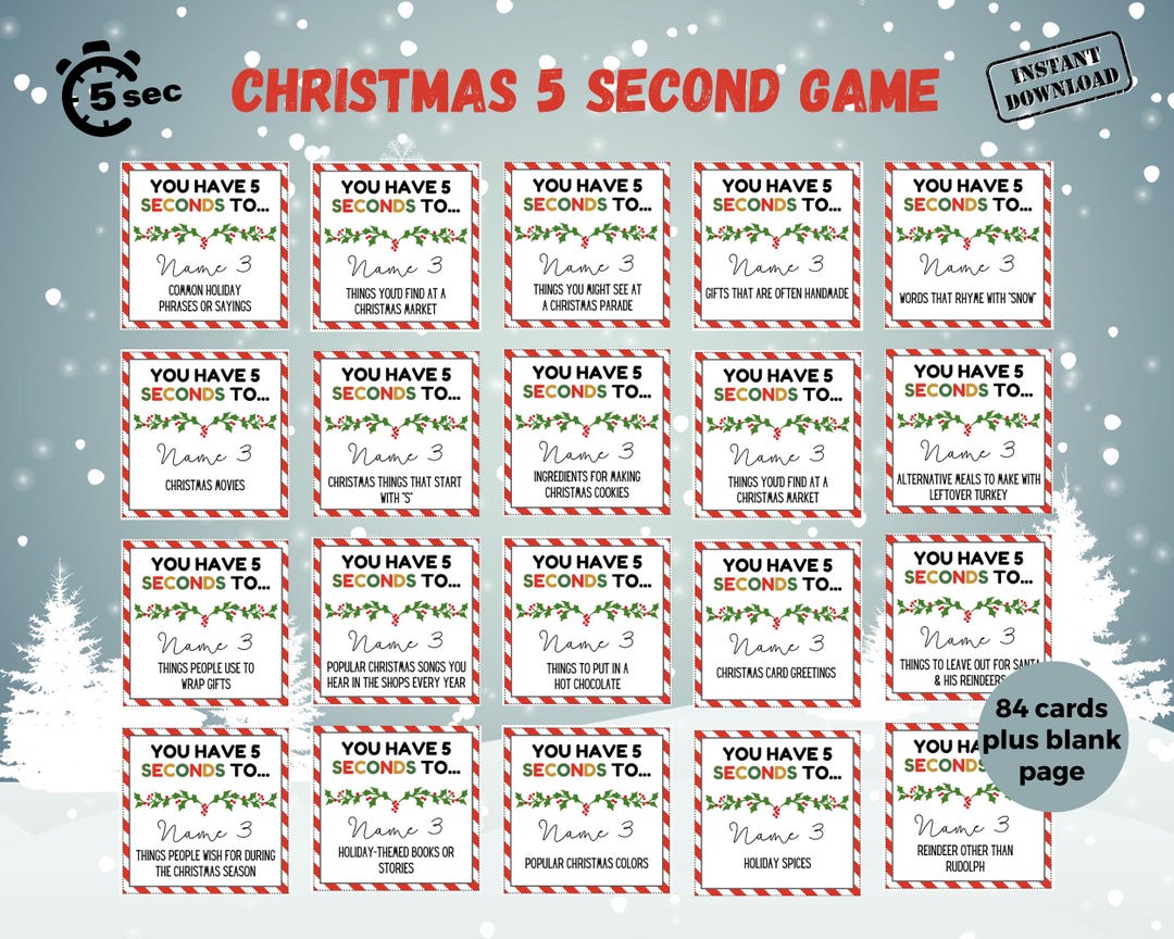 Christmas 5 Second Game, Christmas Party Game Five Second Rule ...