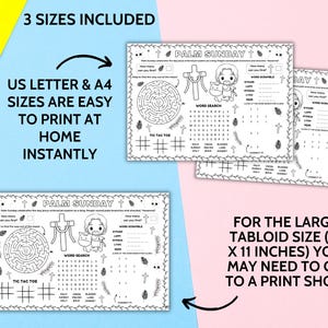 Palm Sunday Activity Placemat, Holy Week Bible Sunday School Activity ...