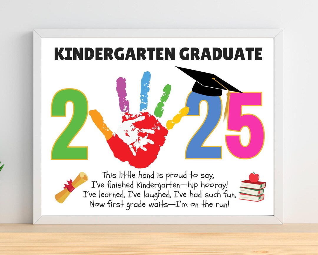 Kindergarten Graduation Handprint Art, Kids Graduate Day Poem Craft ...