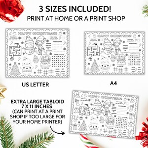Happy Christmas Activity Placemat Printable, Kids Christmas Coloring ...