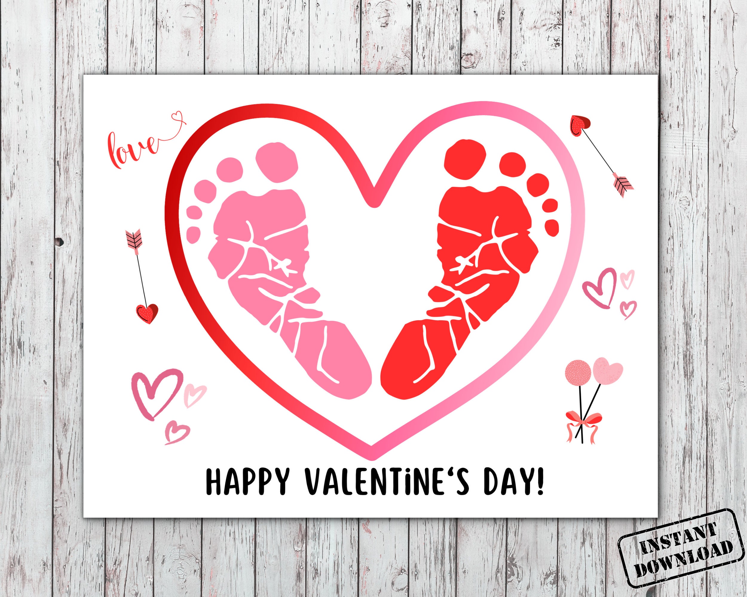 Happy Valentine's Day Footprint Craft, Valentines Day Art Foot Paint ...