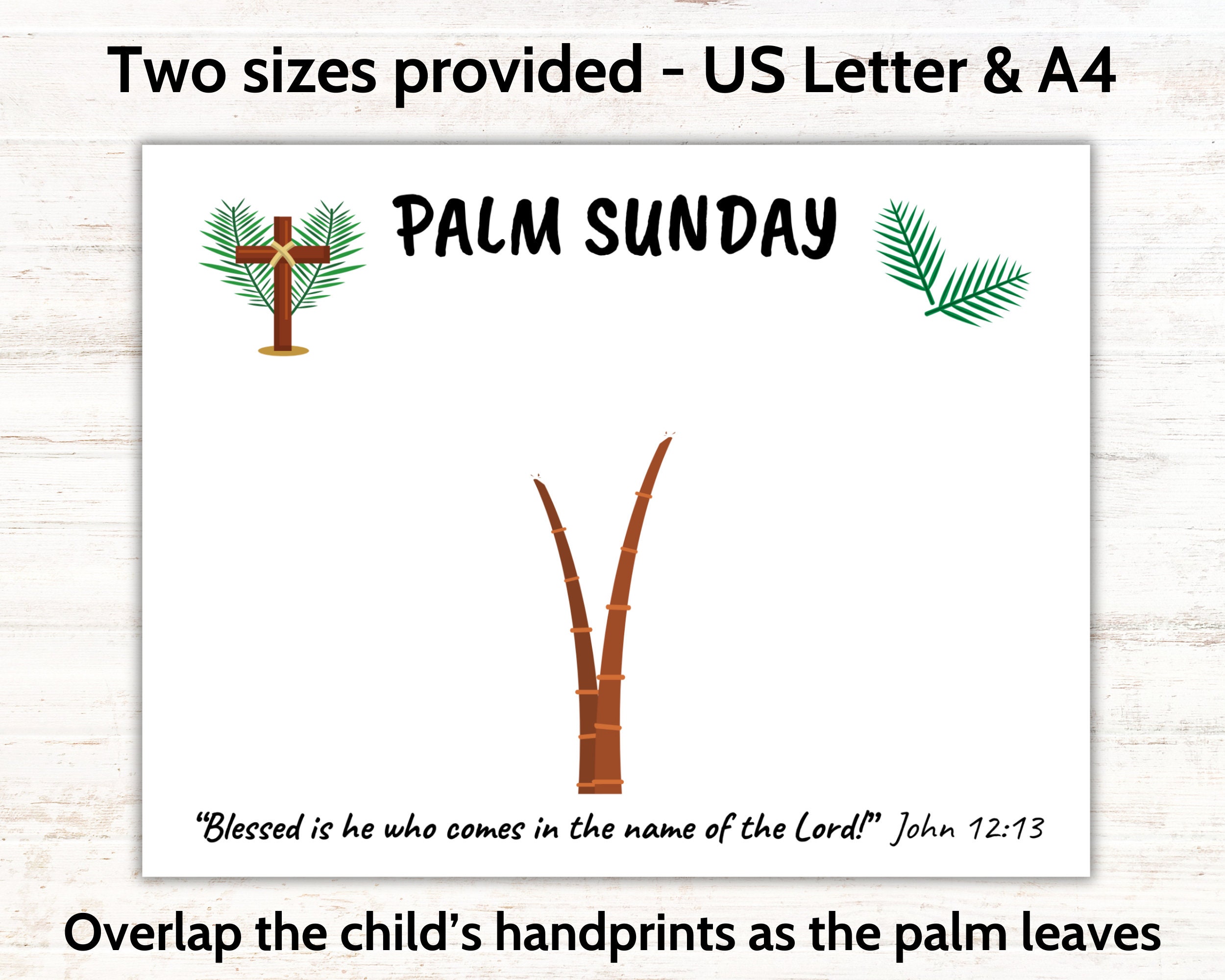 Palm Sunday Handprint Craft Art Printable, Sunday School Bible Lesson ...