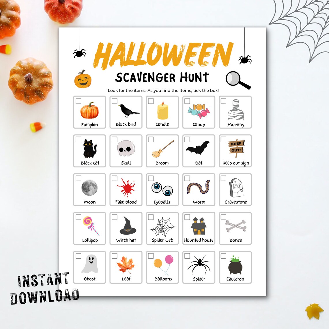 Halloween Scavenger Hunt Printable, Halloween Kids Party Game Ideas ...