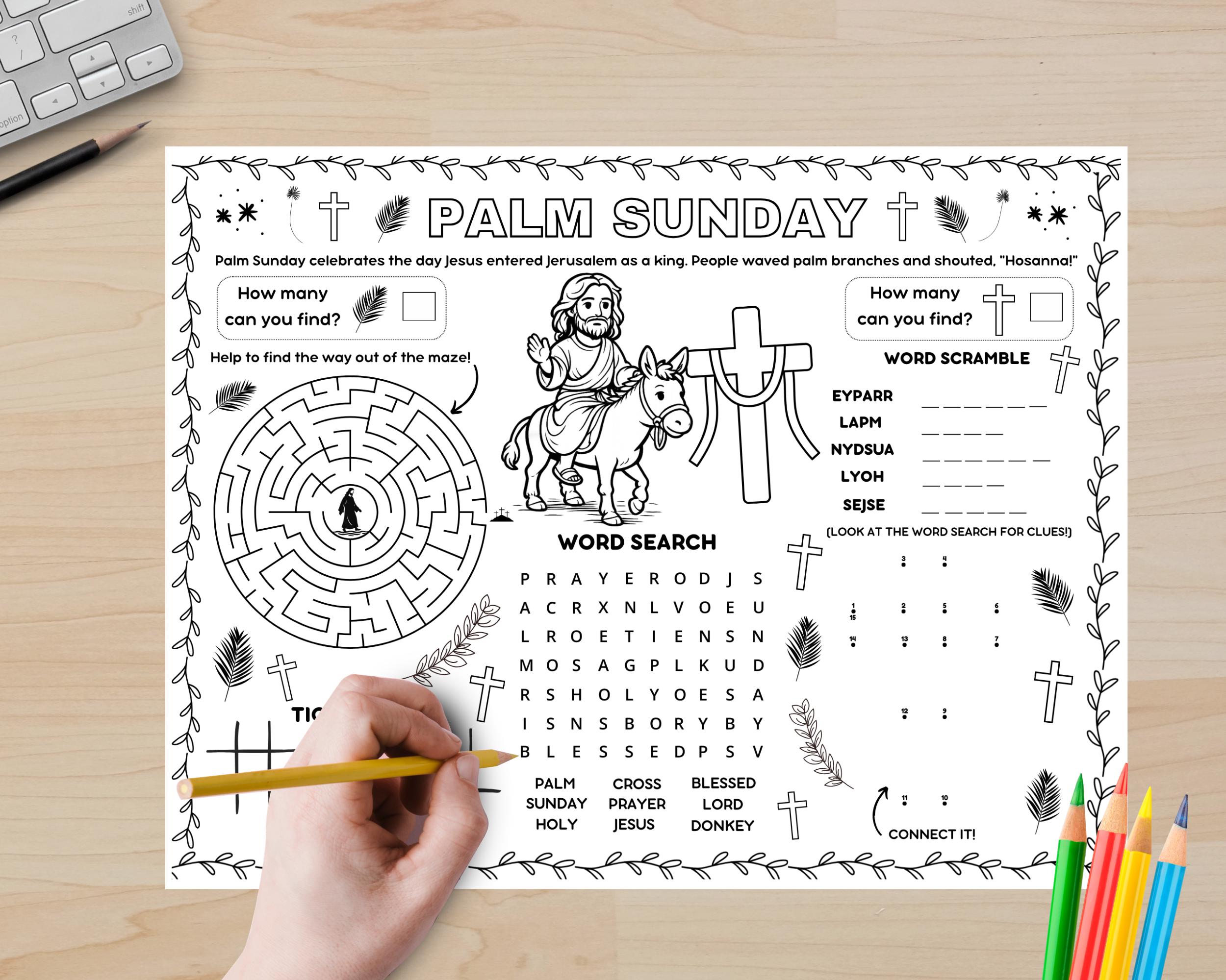 Holy Week Activity Placemat Bundle, Easter Story Coloring, Sunday ...