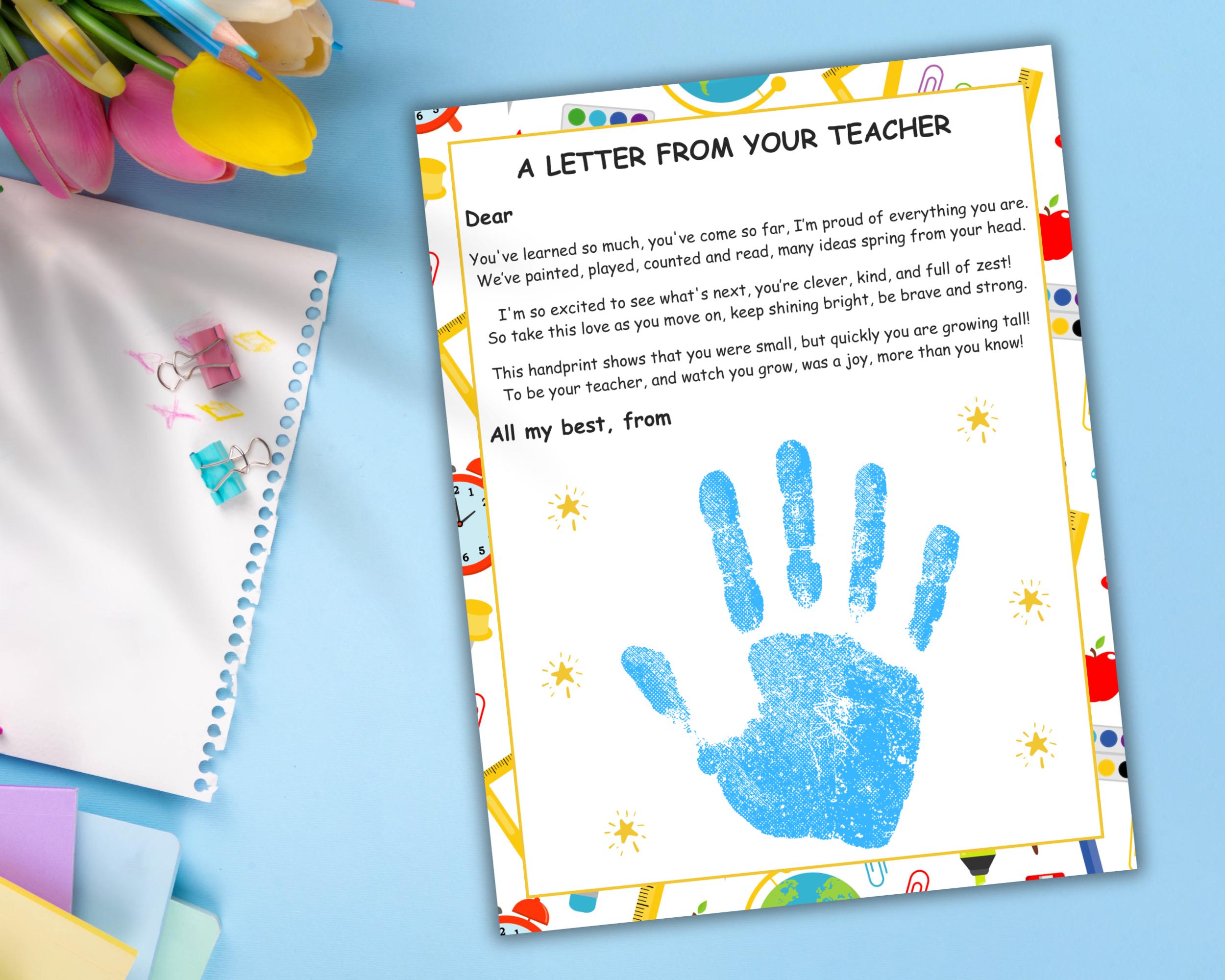 End of Year Poem Gift From Teacher, Handprint Craft for Students, End ...