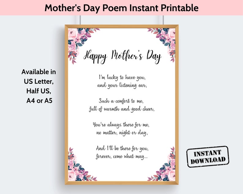 Mothers Day Poem Printable, Poem for Mom, Mama Keepsake Poem Quote ...