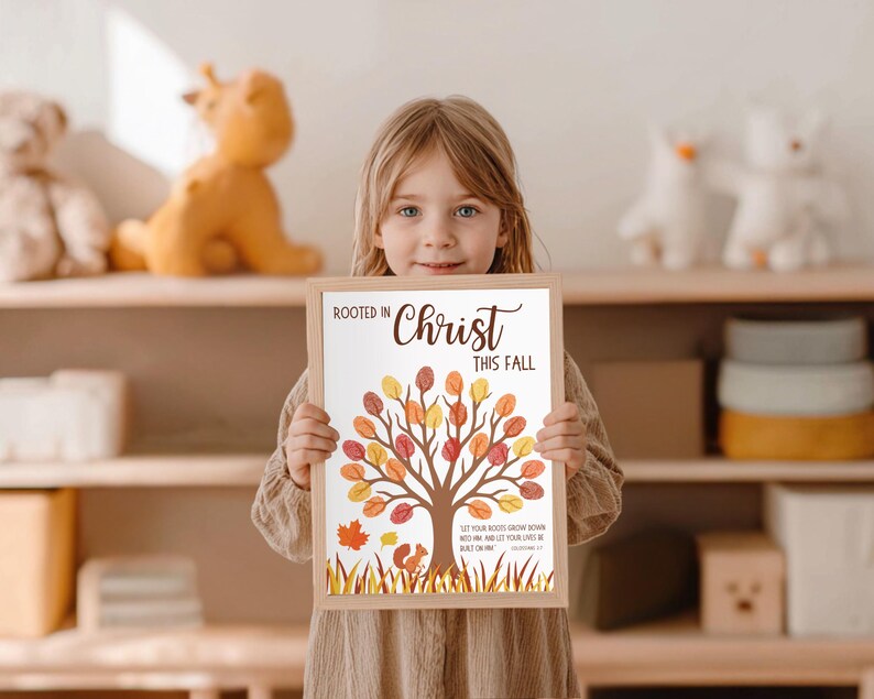 Fall Bible Fingerprint Craft, Handprint Art Tree Leaves Keepsake ...
