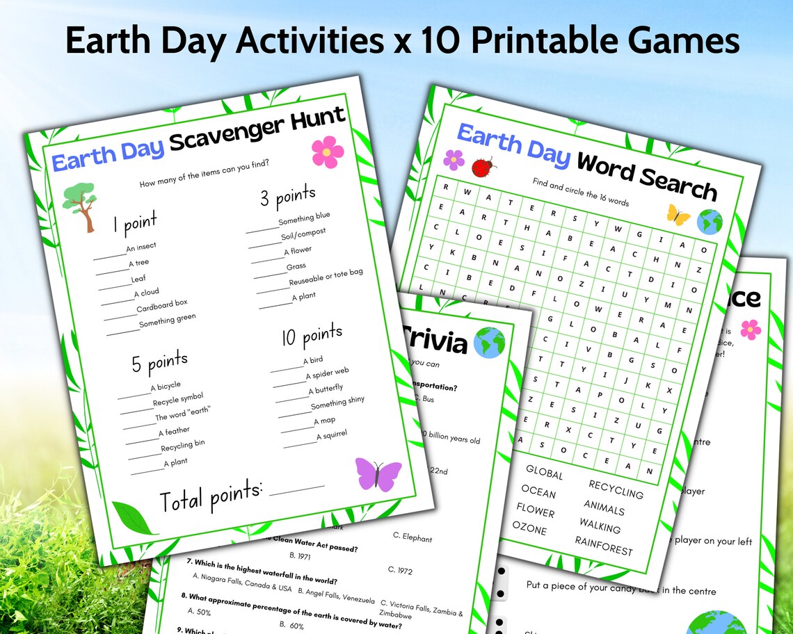 Earth Day Games Bundle Printable, Environmental Nature Theme Activities ...