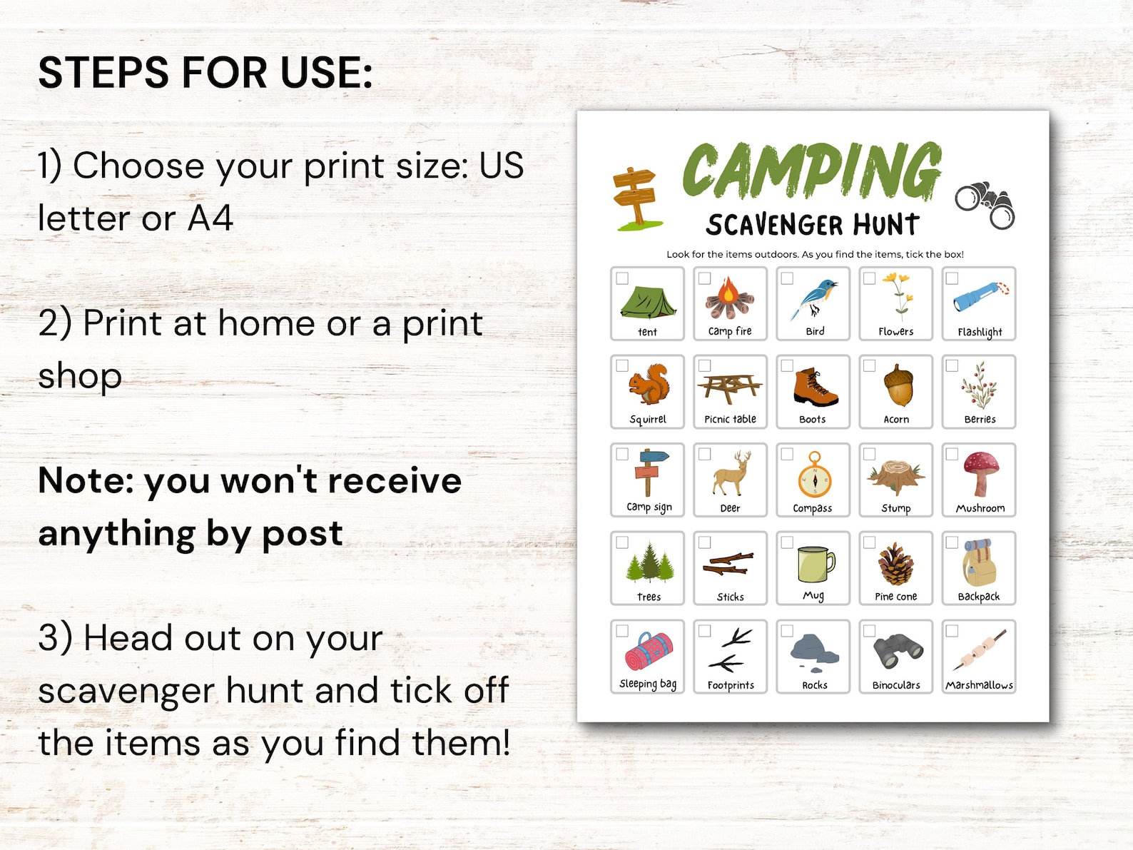 Camping Scavenger Hunt, Outdoor Treasure Hunt Printable, Scavenger Hunt ...