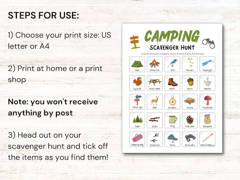 Camping Scavenger Hunt Outdoor Treasure Hunt Printable - Etsy