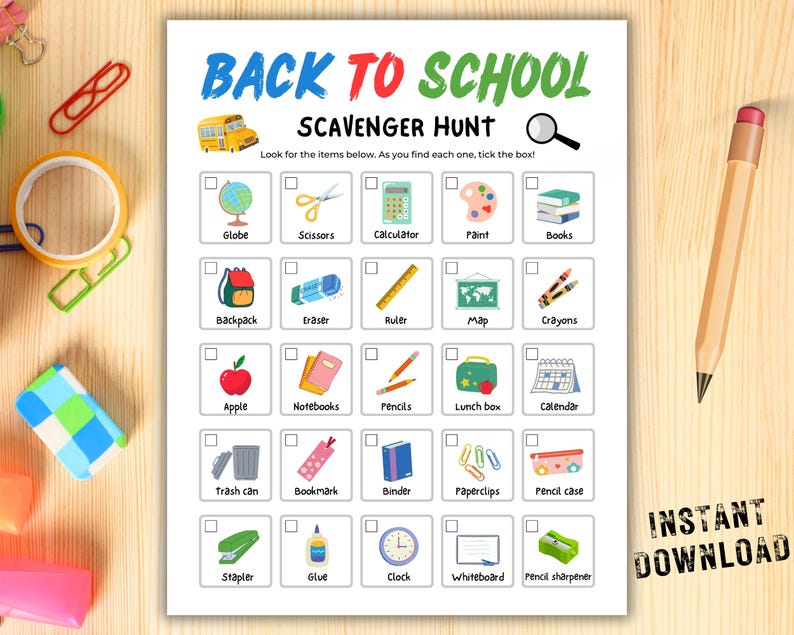 Back to School Scavenger Hunt, Classroom Treasure Hunt, School Games ...