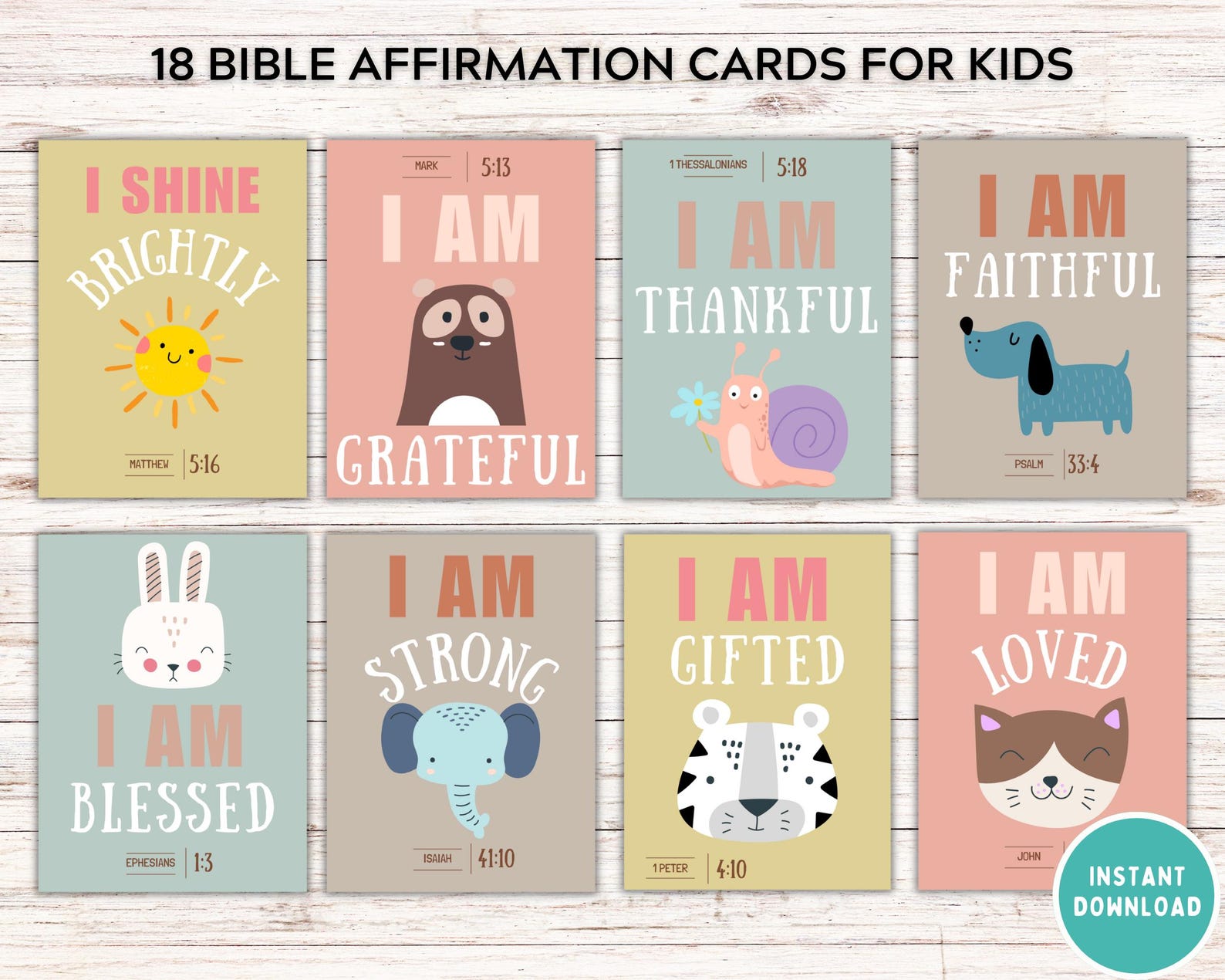 Kids Bible Affirmation Cards, Bible Verse Christian Childrens Church ...