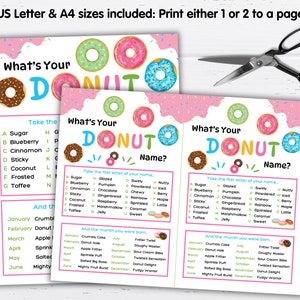 What's Your Donut Name Game Printable, Donut Party Game, Office Party ...