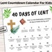 40 Days Lent Countdown Calendar, 40 Days of Prayer Lent, Kids Lenten ...