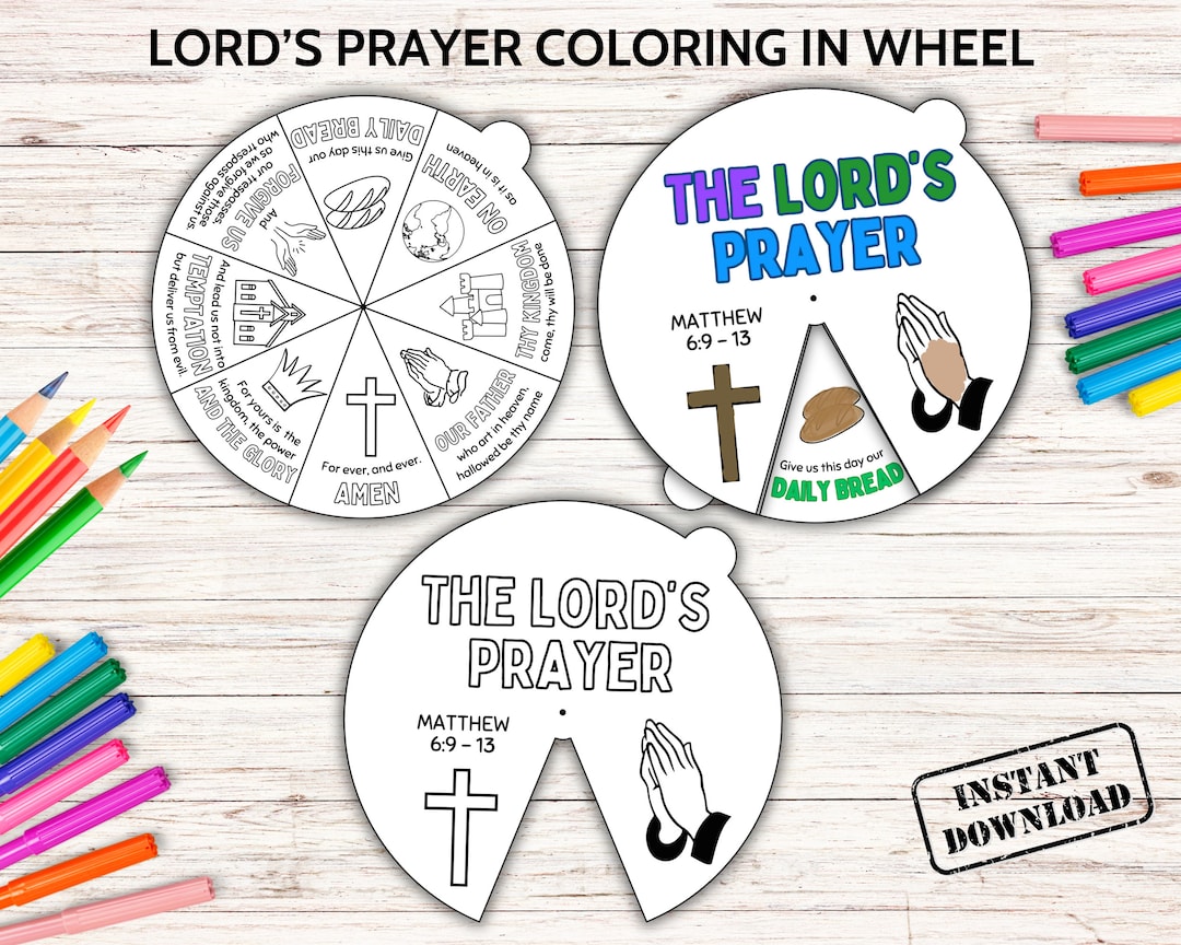 The Lord's Prayer Coloring Wheel, Bible Activity Craft, Sunday School ...