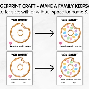 Donut Fingerprint Craft Template, Family Keepsake Art Printable, Mother ...