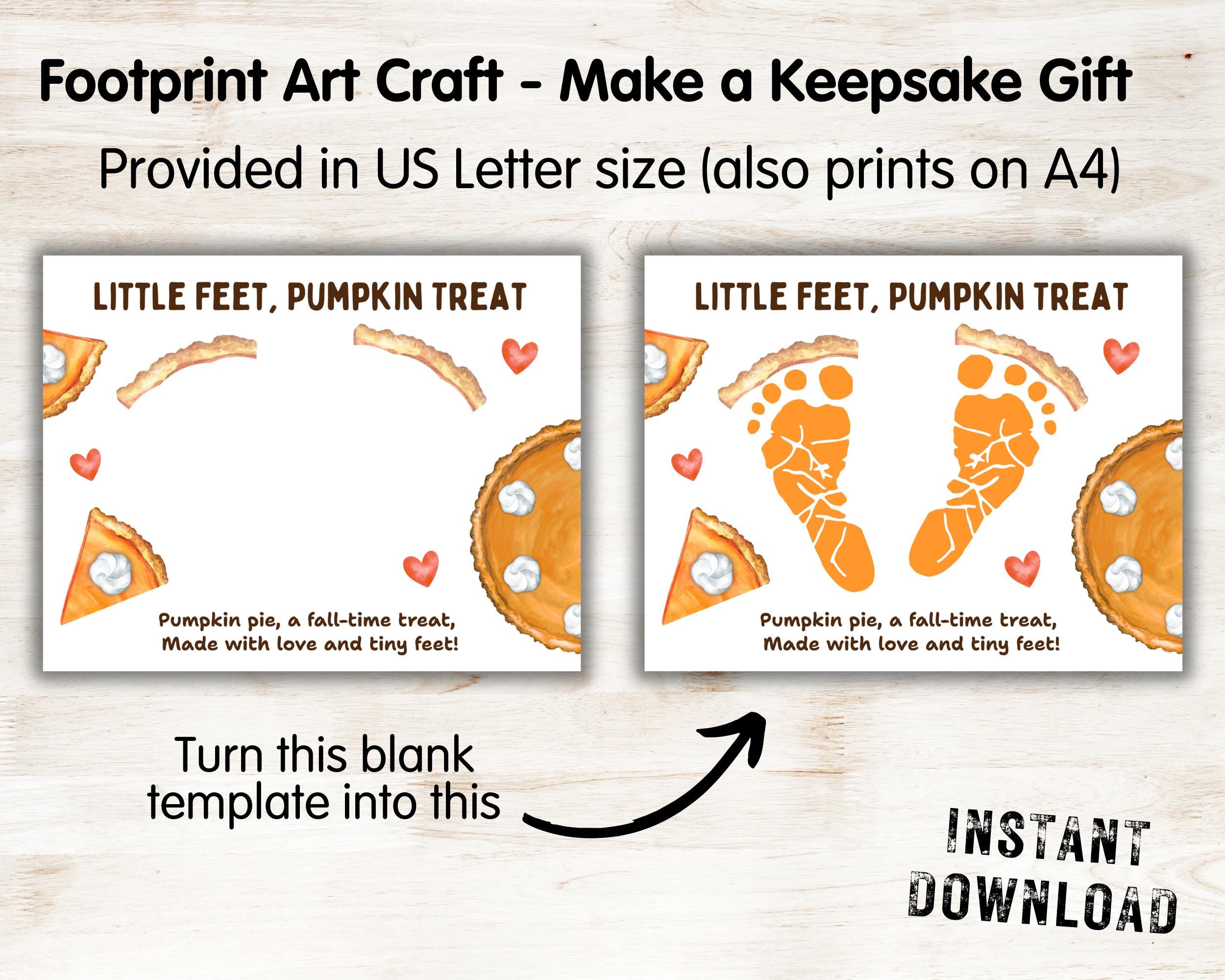 Pumpkin Pie Footprint Craft, Fall Keepsake Printable, Thanksgiving ...