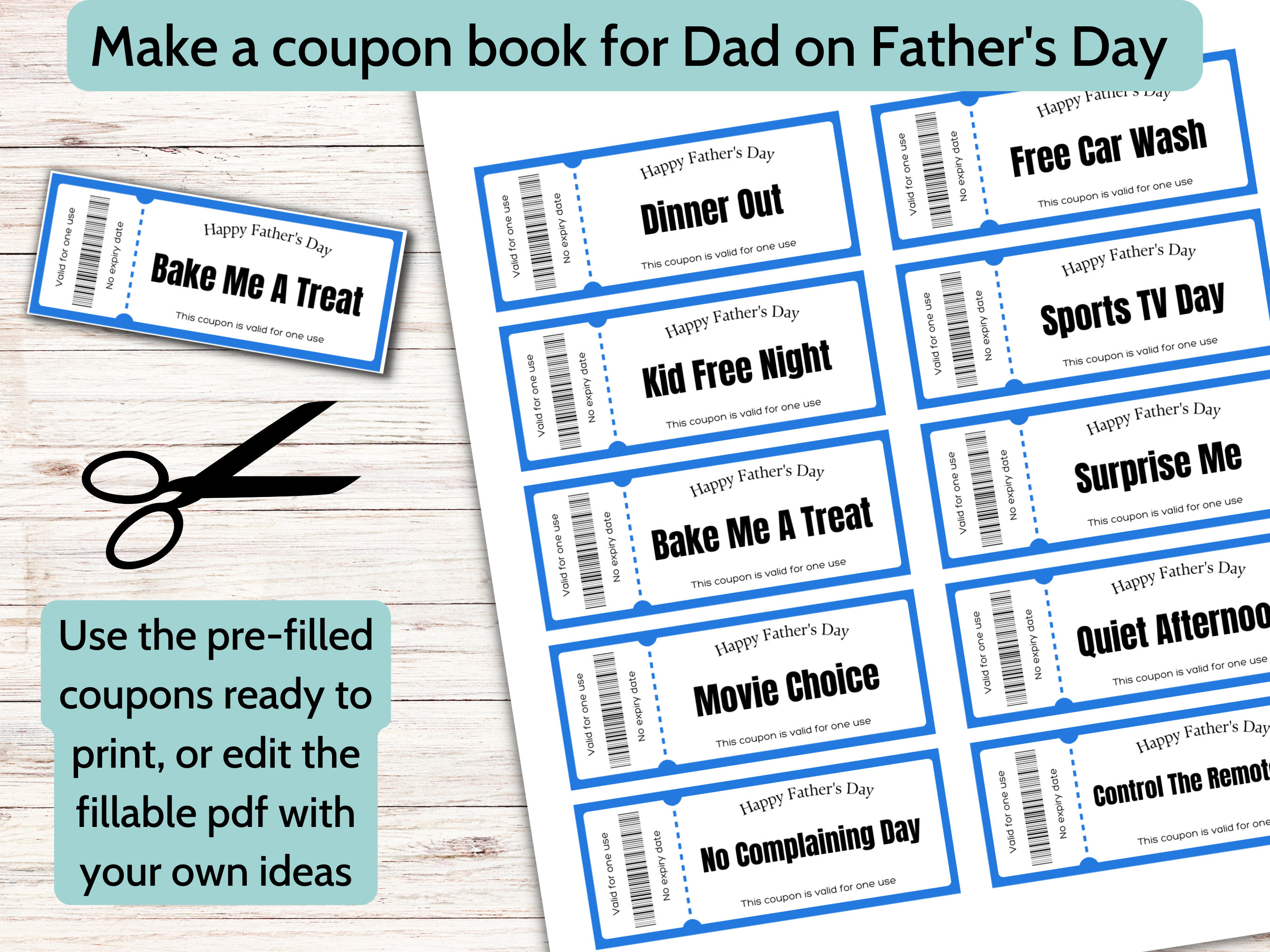 Father's Day Coupon Book, Coupons for Dad, Fathers Day Coupons ...