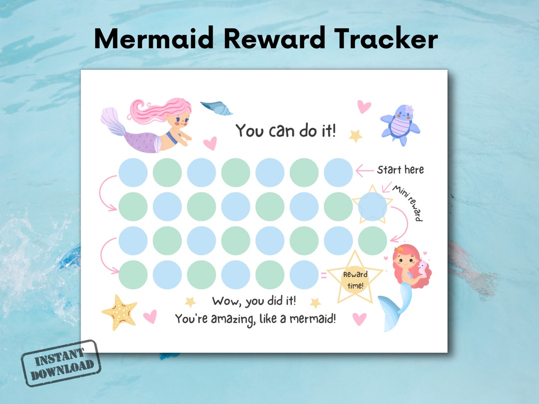 Toddler Reward Chart, Mermaid Chore Chart for Girls, Potty Training ...