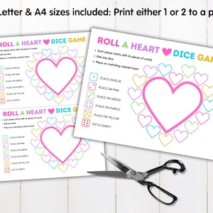 Valentines Roll a Heart Game, Valentines Party Game, Valentines Candy ...
