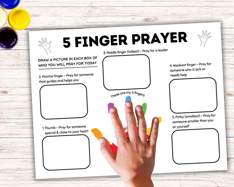 5 Finger Prayer Handprint Art Craft Printable, Kids Five Finger Prayer ...