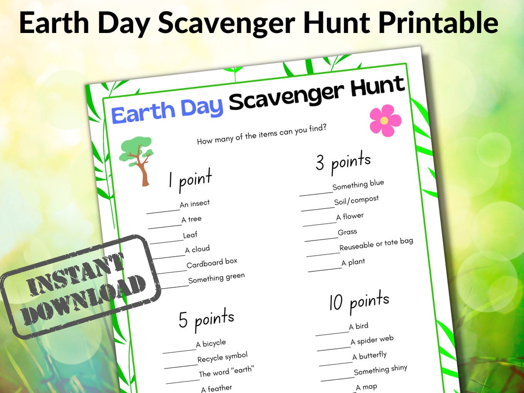 Earth Day Scavenger Hunt Printable Earth Day Treasure Hunt - Etsy