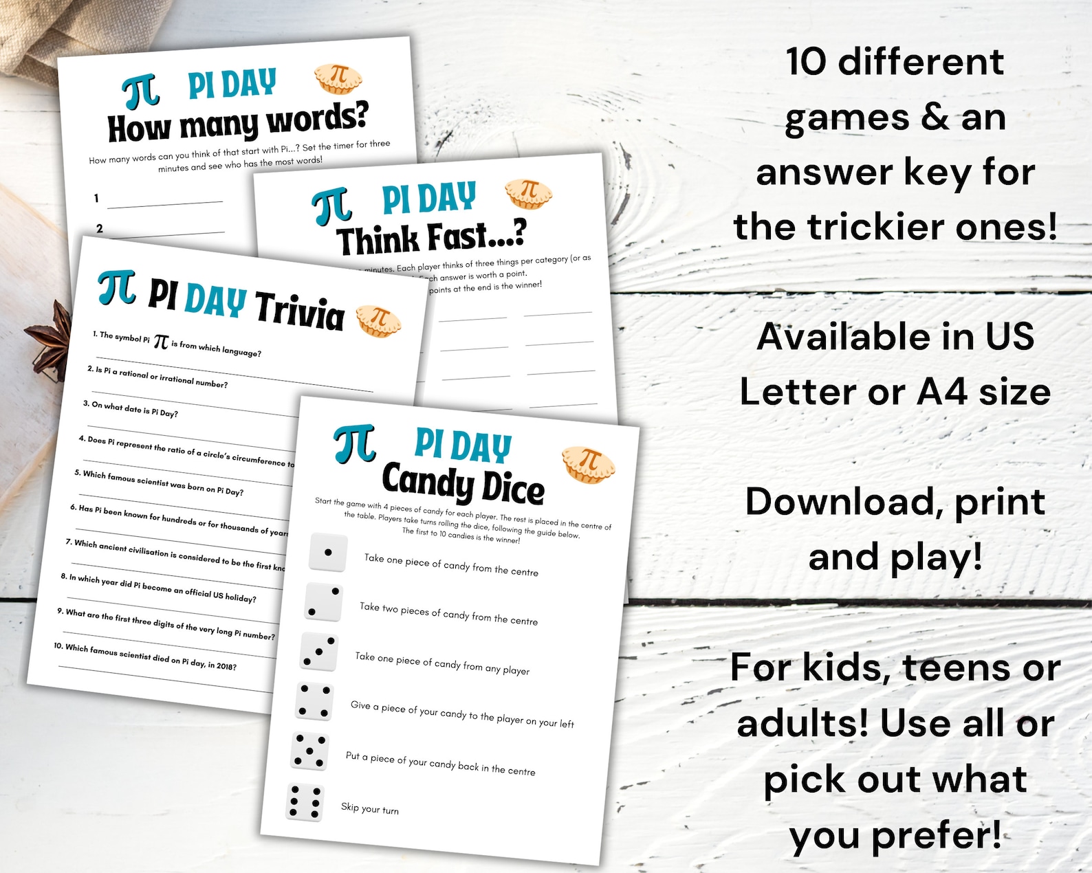 Pi Day Games Bundle Printable, Pi Day Party, Kids Pi Day Maths Games ...