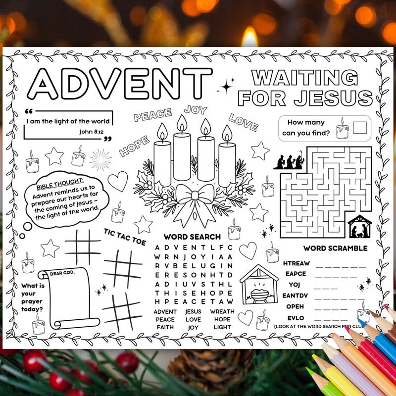 Advent Placemat Worksheet - Etsy