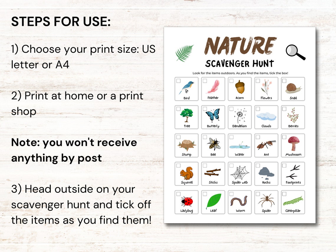 Nature Scavenger Hunt Outdoor Treasure Hunt Printable - Etsy