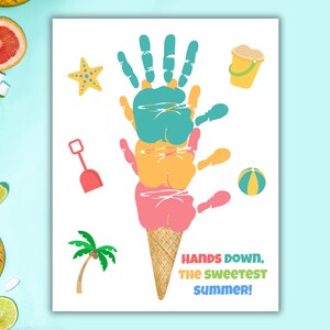 Summer Handprint Craft Art, Ice Cream Cone Kid's Art, Keepsake Family ...
