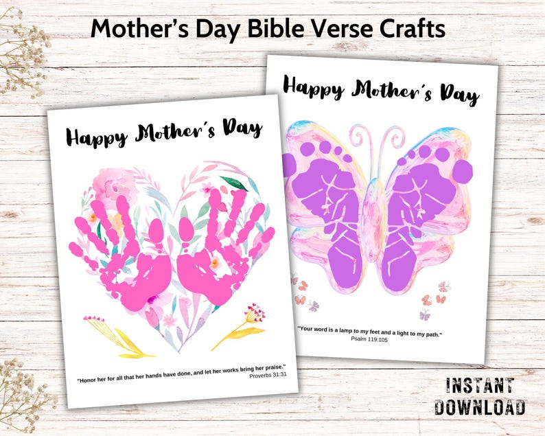 Mothers Day Bible Craft, Mothers Day Handprint Art Keepsake, Christian ...