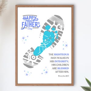 Father's Day Bible Craft, Bible Verse Christian Dad Footprint Keepsake ...