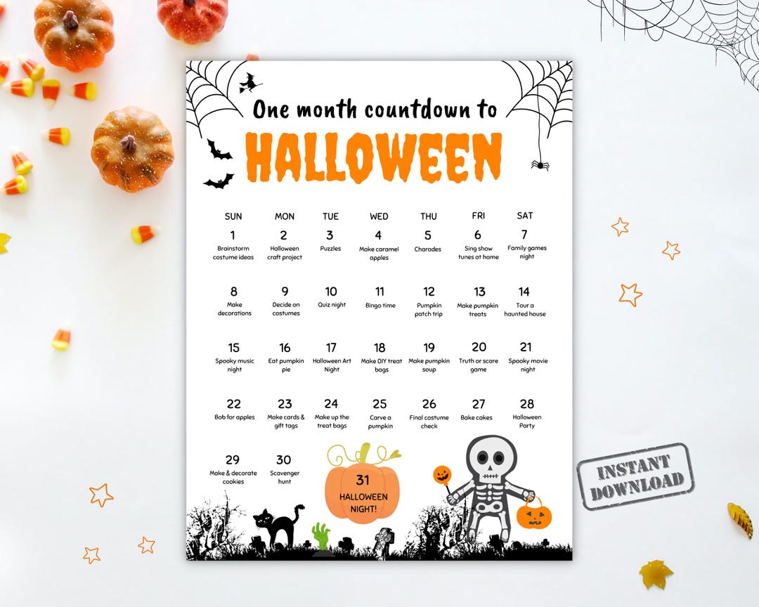 Halloween Countdown Printable, 31 Days of Fun Activities for Kids ...