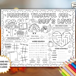 Thanksgiving Bible Activity Placemat, Sunday School Coloring Printable ...