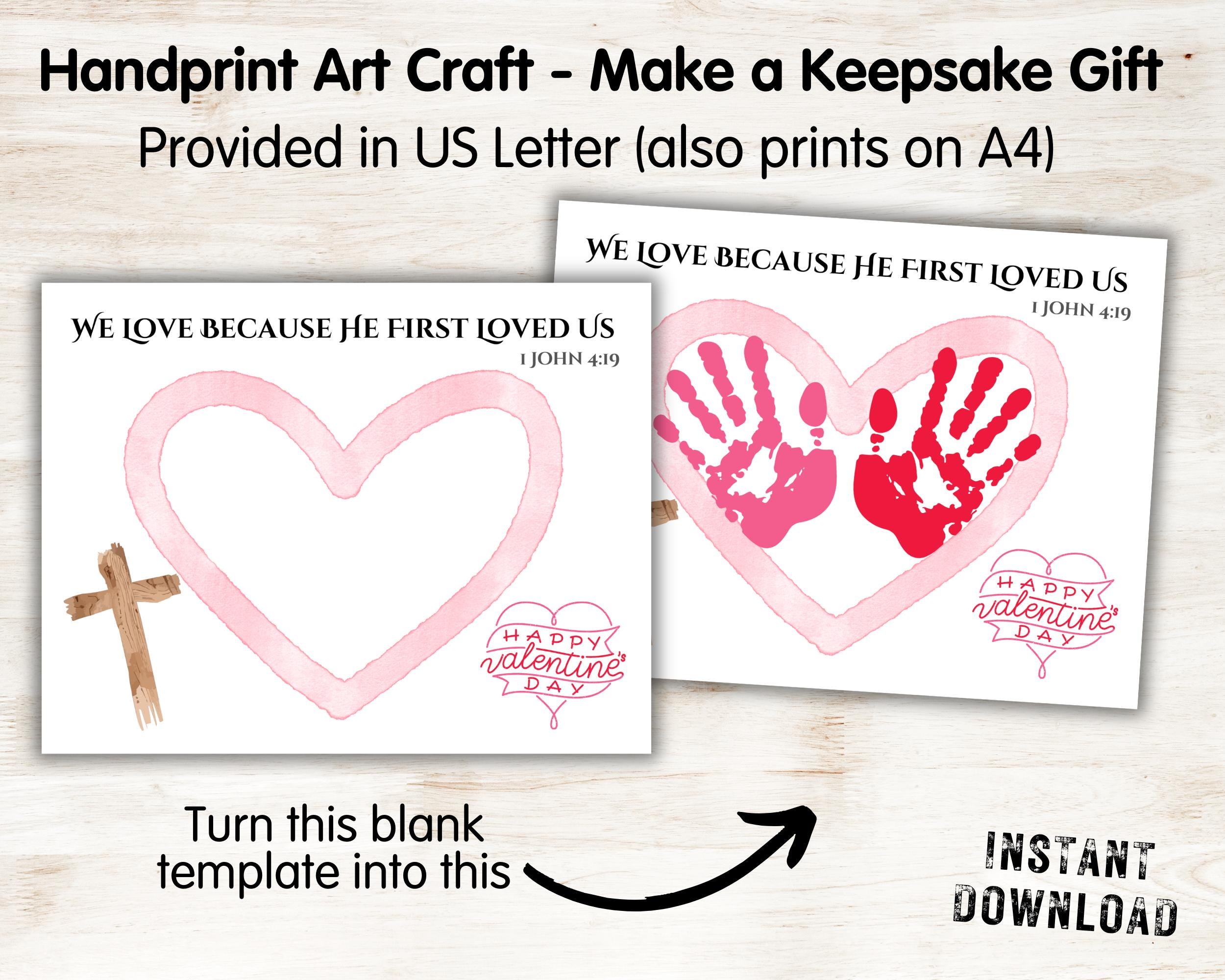 Christian Valentine Handprint Craft, Bible Heart Art Printable, Sunday ...