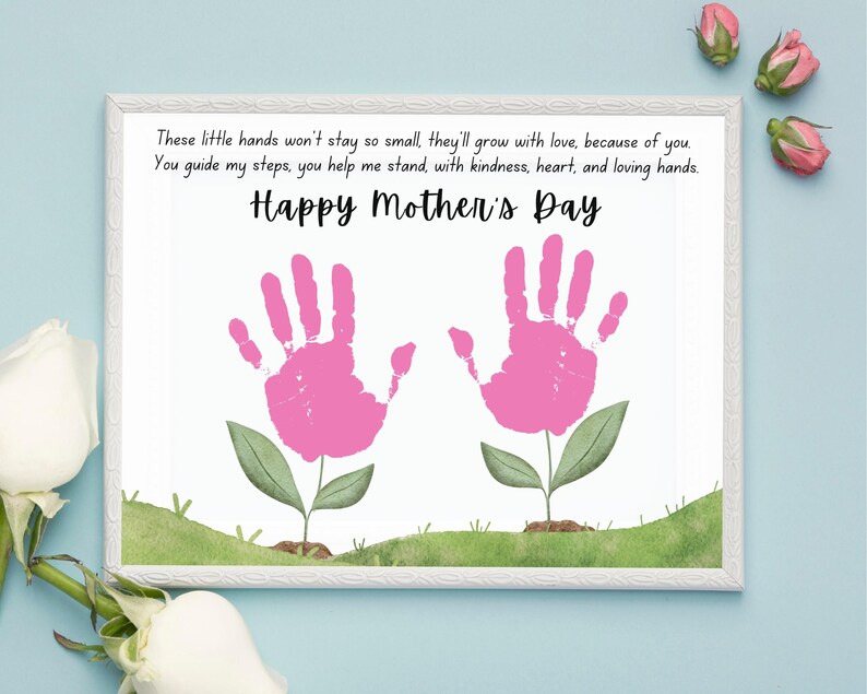 Mother's Day Handprint Craft, Happy Mothers Day Keepsake, Printable Mom ...