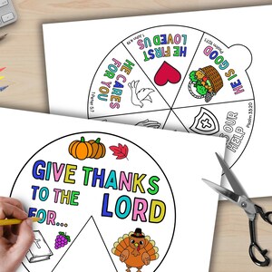 Thanksgiving Bible Coloring Wheel Craft, Give Thanks to the Lord ...