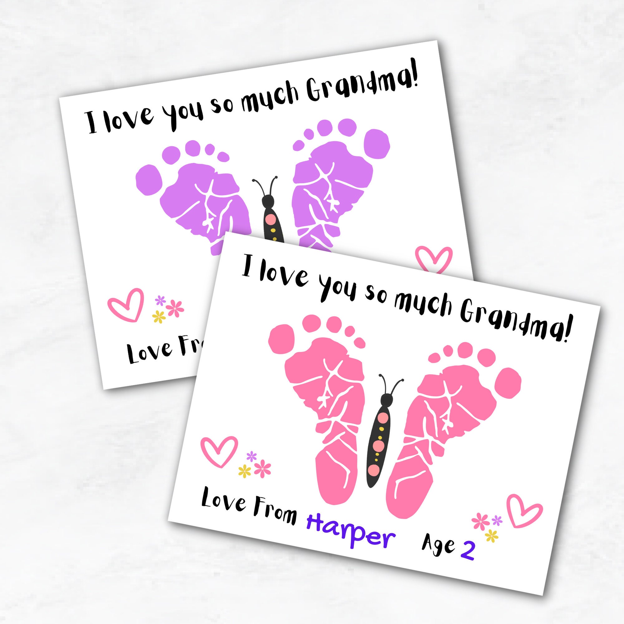 Grandma Butterfly Art Footprint Craft, First Grandmothers Keepsake Gift ...