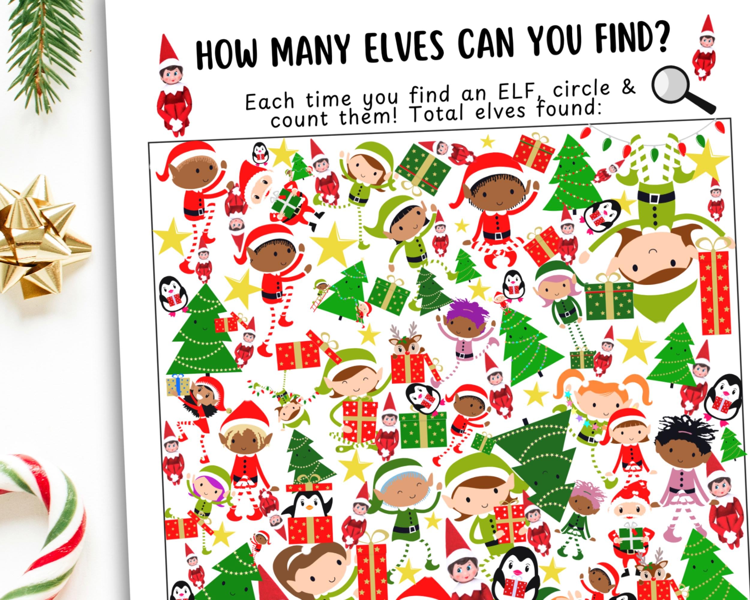 Christmas Elf I Spy Game, How Many Elves Can You Find, Christmas Day ...