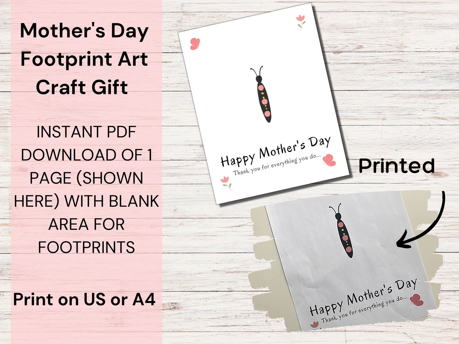 Mother's Day Butterfly Footprint Art, DIY Footprint Craft, Footprint ...