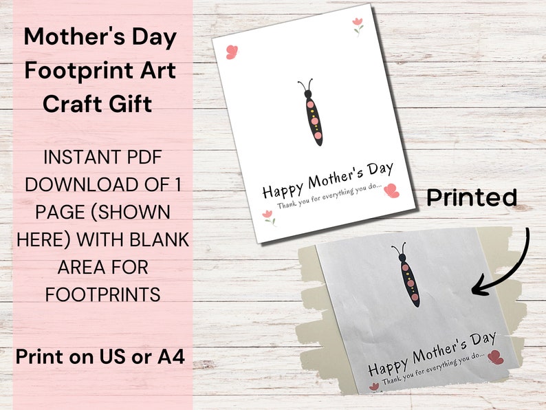 Mother's Day Butterfly Footprint Art, DIY Footprint Craft, Footprint ...